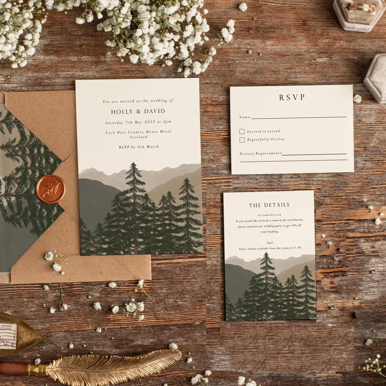 Forest Wedding Invitation Suite | Rustic Woodland Wedding Invite ...