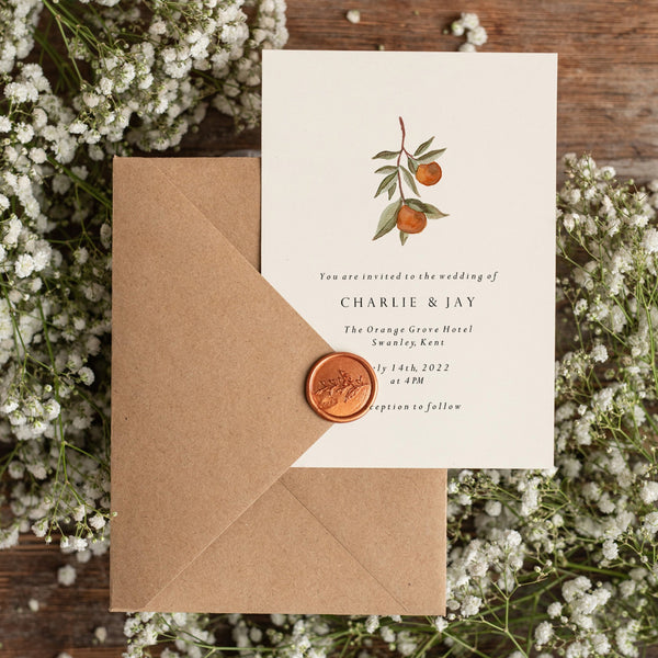 Watercolour Oranges Wedding Invitation - Botanical Wedding Invites ...